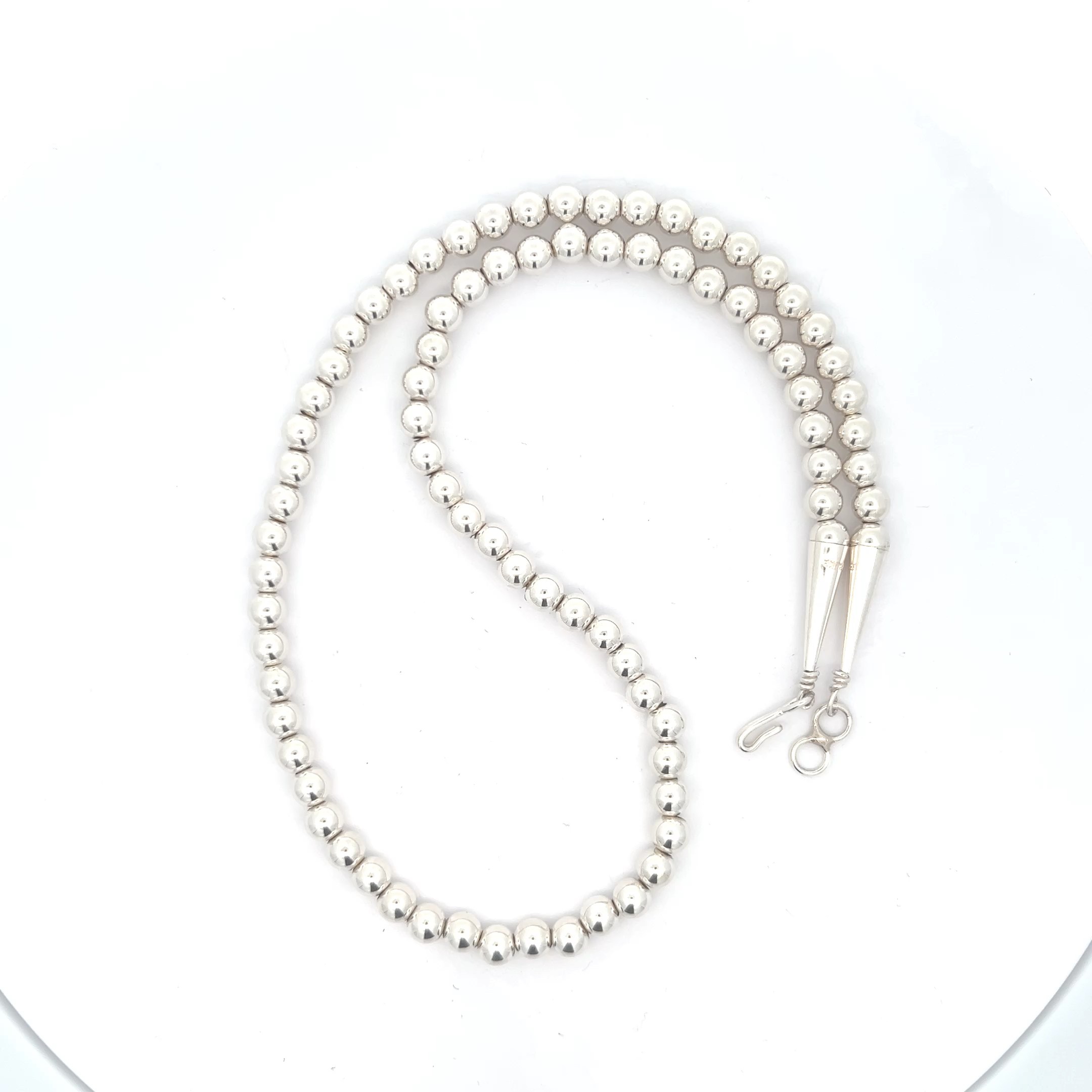 Treasures of the Southwest: 20" long, 6mm Sterling Silver Bead Necklace