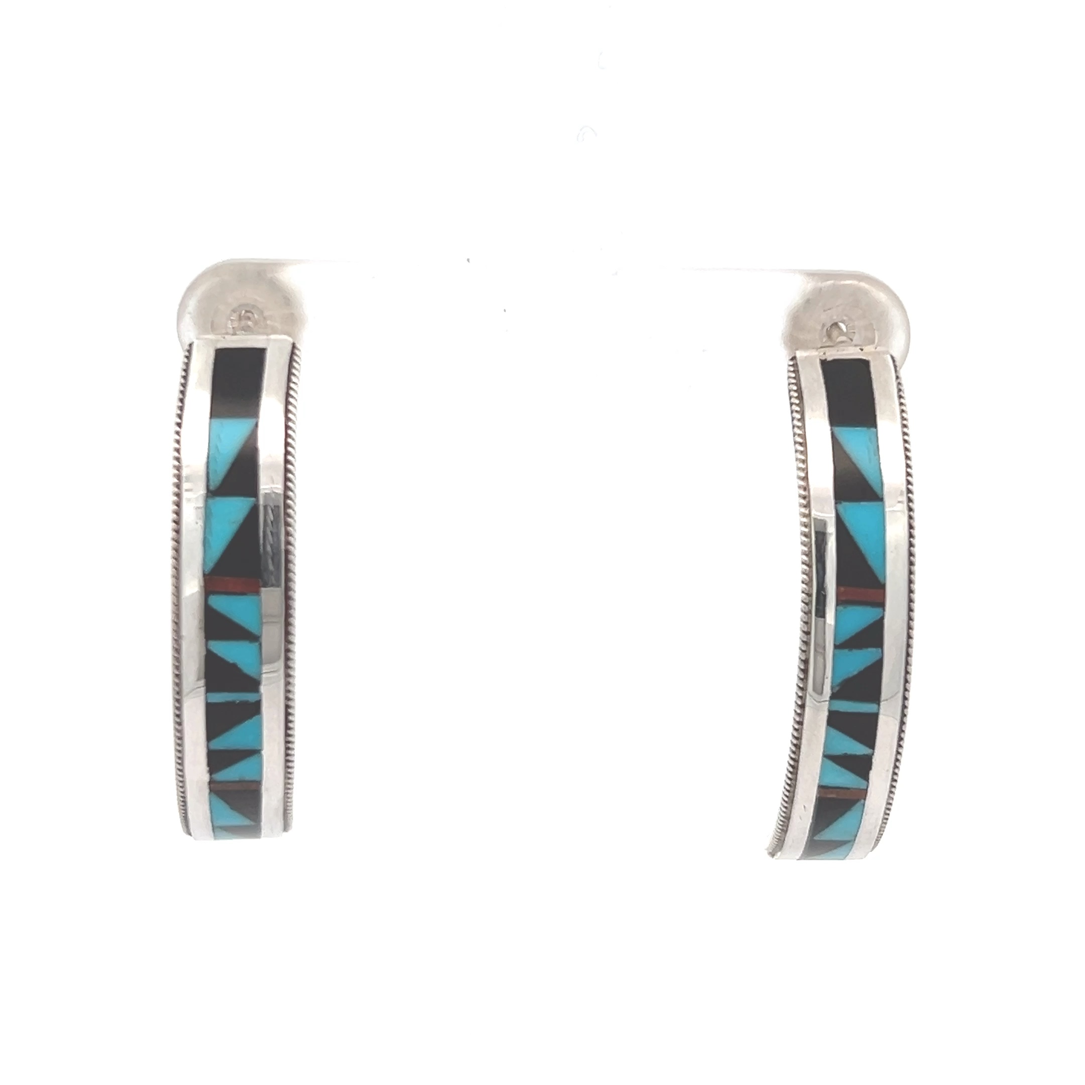 Zuni Indian Petit Point Half Hoop Earrings